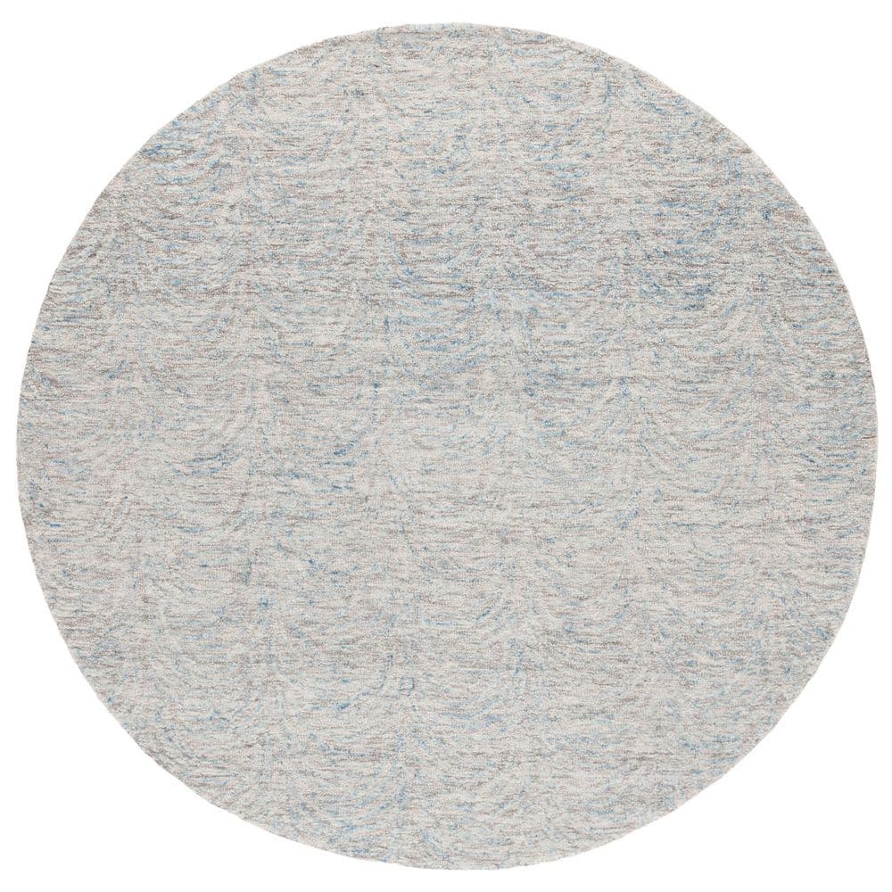 SAFAVIEH Ebony 6 ft. x 6 ft. Gray/Beige Abstract Swirls Round Area Rug ...