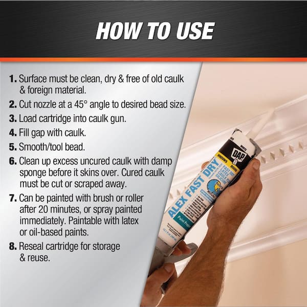 DAP Alex Fast Dry 10.1 White Acrylic Latex Plus Silicone Caulk 18425 ...