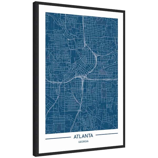 Kate and Laurel Sylvie "Atlanta Map Regal Blue" by Jake Goossen Framed ...