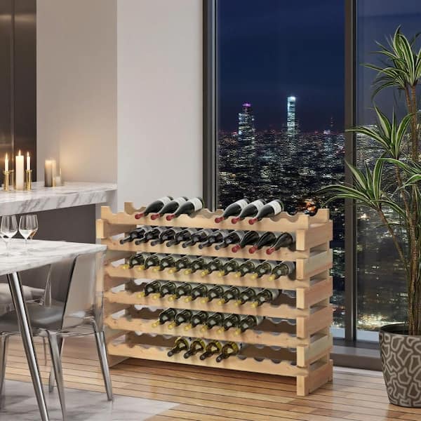 72-Bottle Brown 45 in. Wine Rack Wine Rack, Modular Storage Shelves ...