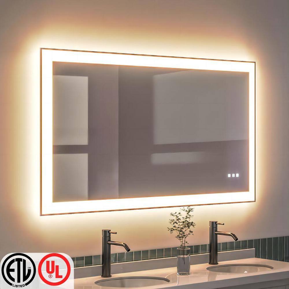 TOOLKISS 55 in. W x 30 in. H Rectangular Framed LED Anti-Fog Wall ...