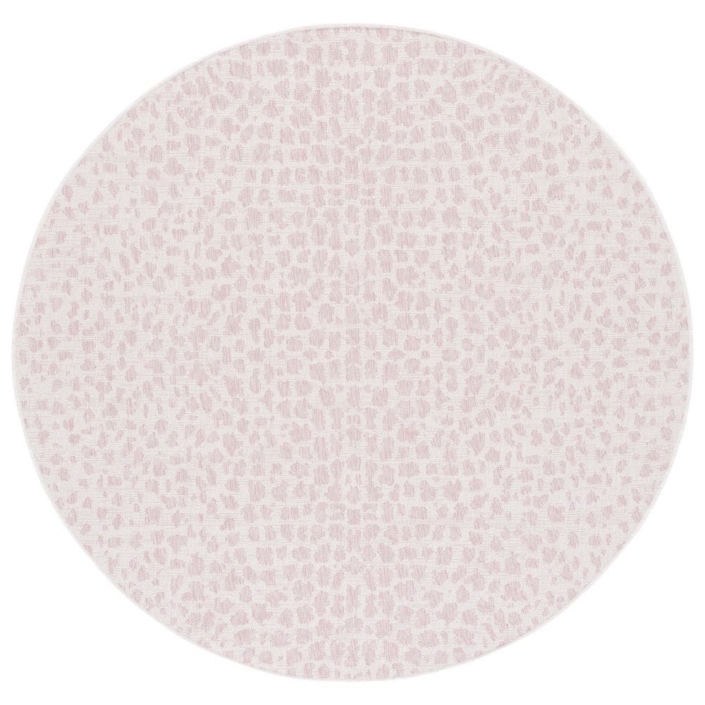 SAFAVIEH Courtyard Ivory/Blush Pink 7 ft. x 7 ft. Cheetah Geometric ...