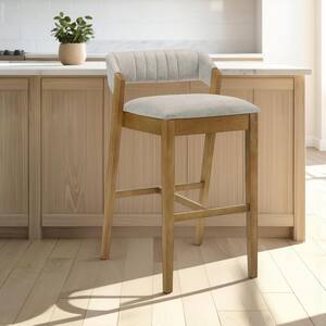 Armen Living Landyn 26 in. Gray/Amber Glow Rubberwood Bar Stool with ...