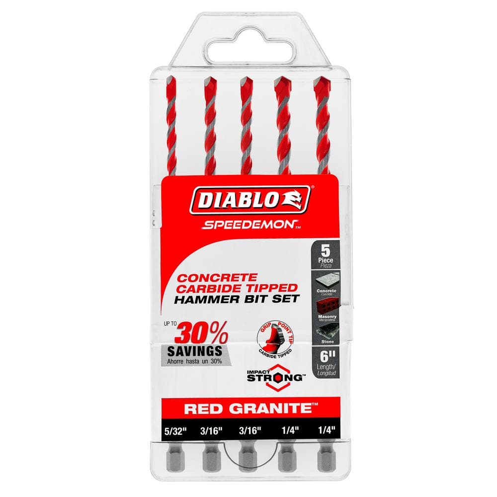 DIABLO HAMMER DRILL BIT Tapcon Set 5pc DMARG1230-S5 - The Home Depot