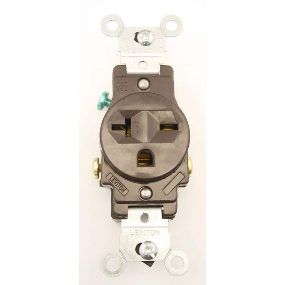 Leviton 20 Amp Commercial Grade Double-Pole Single Outlet, Brown 5821 ...