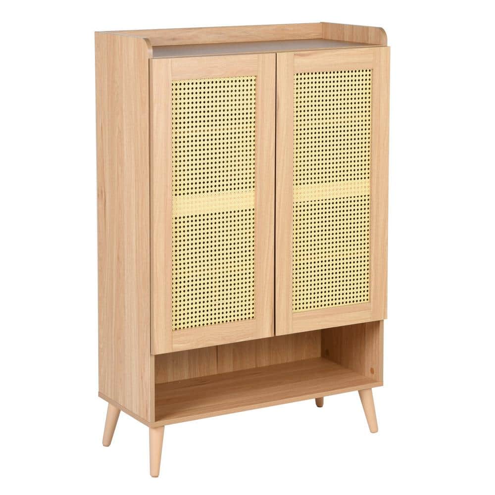 Quelina Oak Storage Cabinet With 2-Panel Doors and 3-Adjustable Inner ...