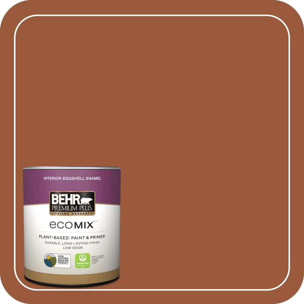 BEHR PREMIUM PLUS 1 qt. #230D-7 Cinnamon Brandy Eggshell Enamel EcoMix ...