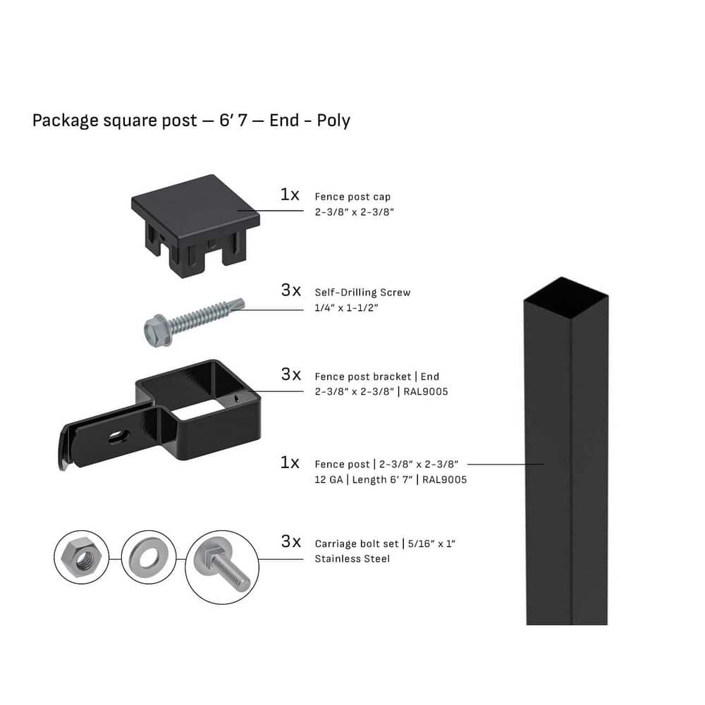 TARTER Square 2-3/8 in. x 2-3/8 in. x 6 ft. 7 ft. Poly Cap End Fence ...
