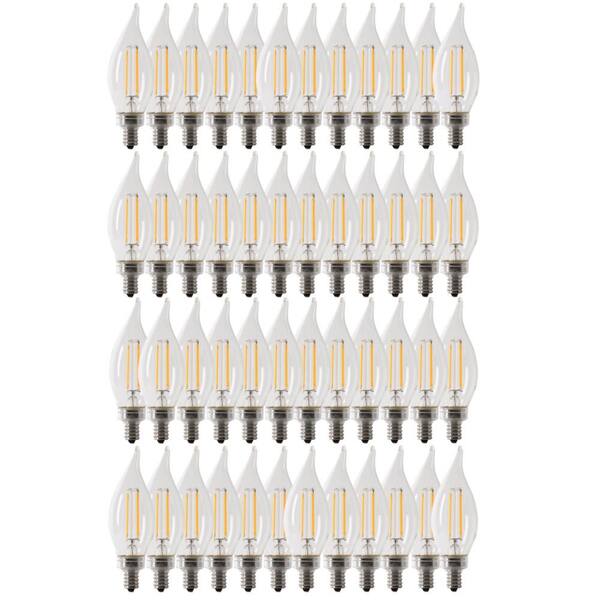 Feit Electric 40-Watt Equivalent BA10 E12 Candelabra Dimmable Filament CEC Clear Glass ...