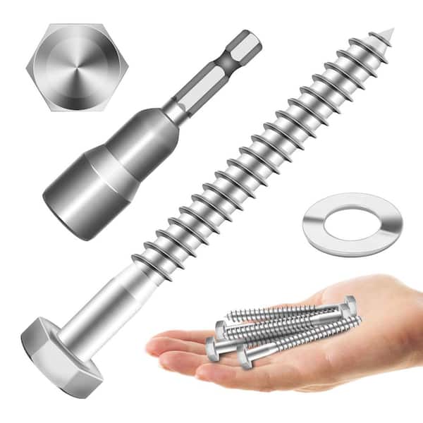 MYWISH 1/4 in. x 3 in. Stainless Steel Hex Drive Hex Head Lag Screws ...