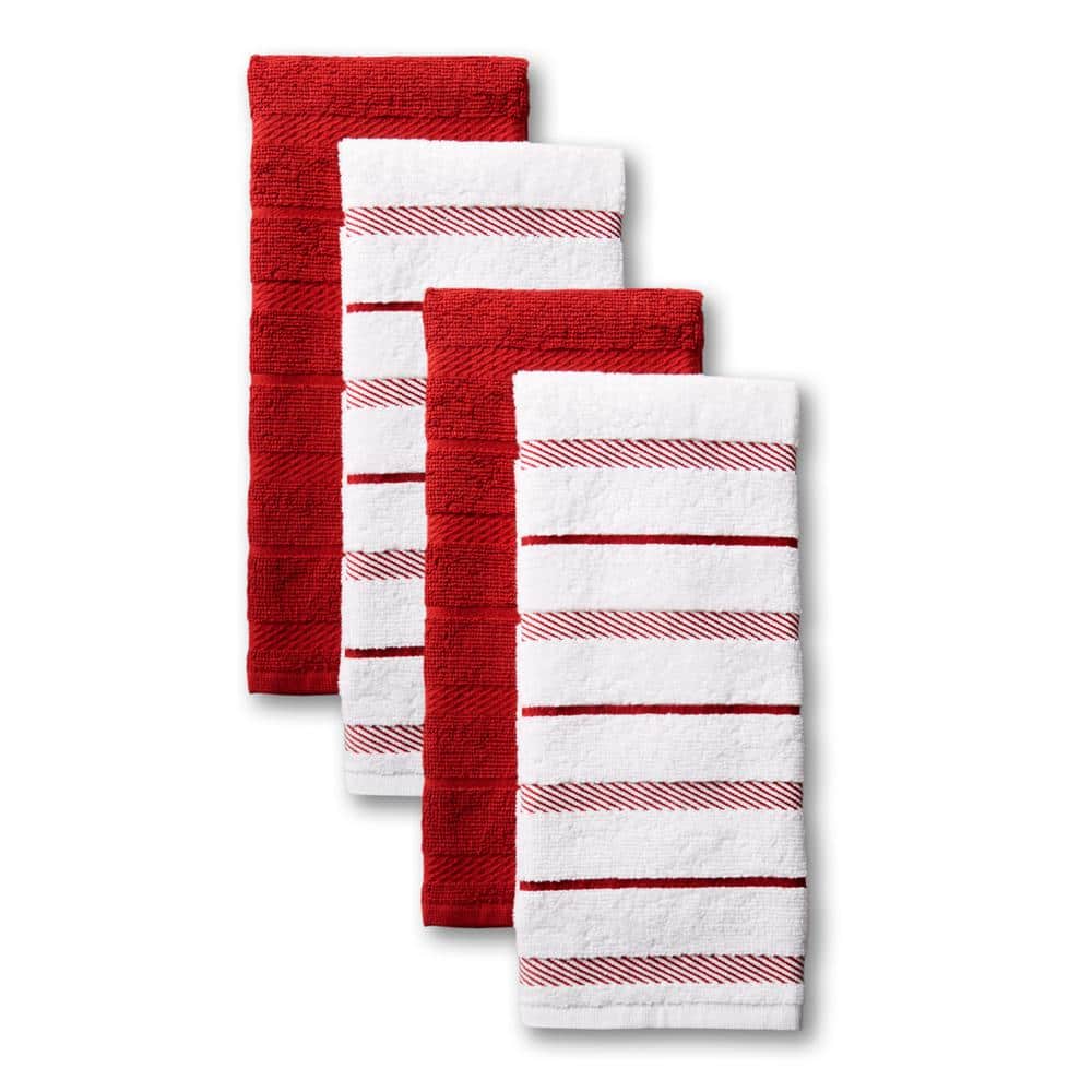 KitchenAid Albany Red Cotton Blend Kitchen Towel Set (Set of 4 ...