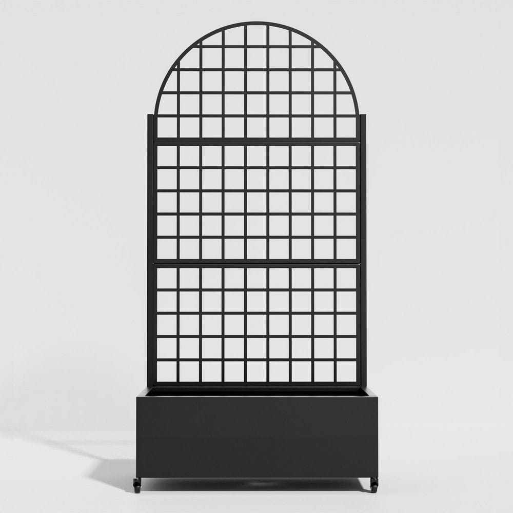 Lirago 72 in. H x 35 in. W Arch Black Outdoor Metal Privacy Screen ...