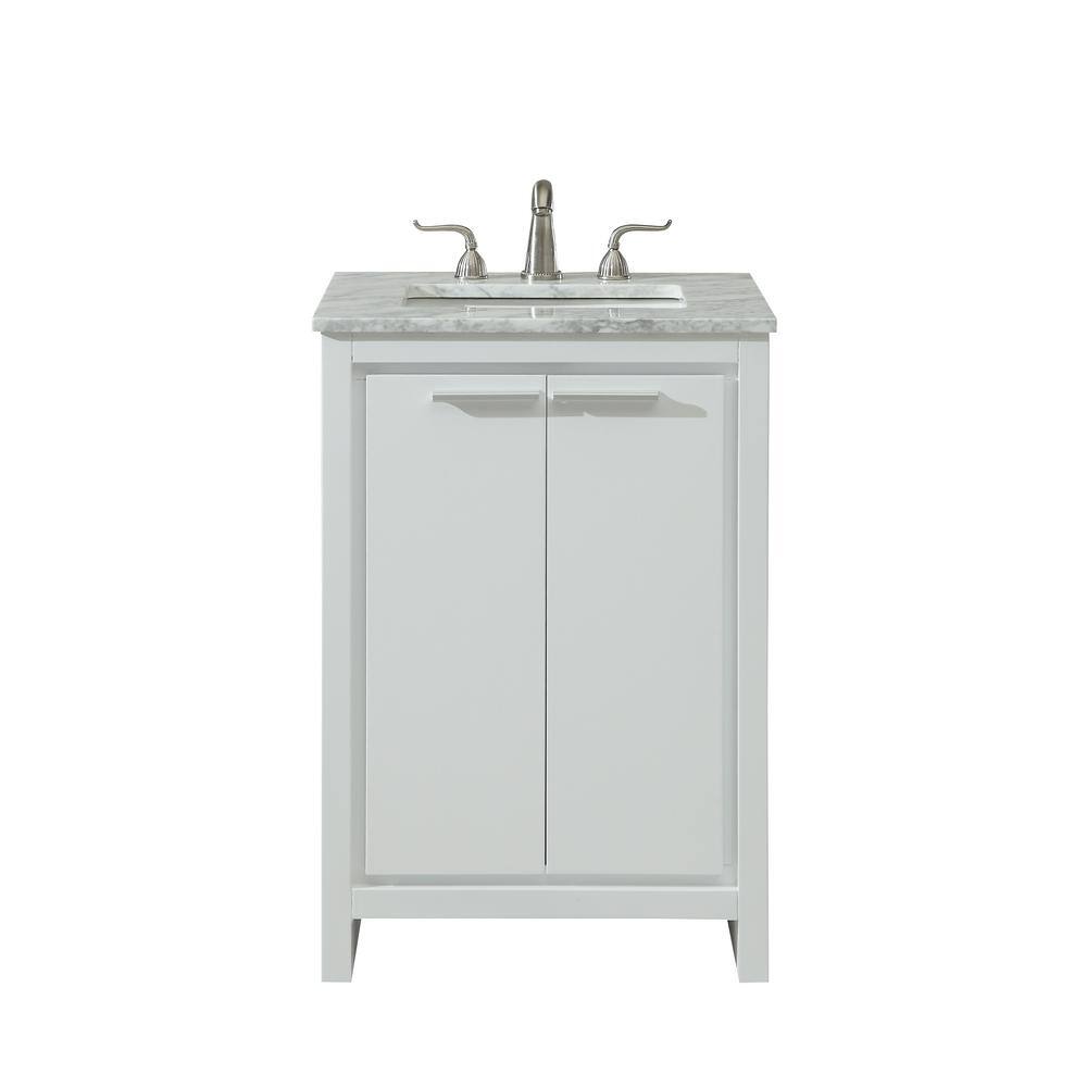 24 in. W x 21 in. D x 21 in. H Single Bathroom Vanity in White with ...