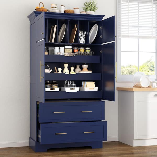 Harper & Bright Designs Blue 72.6 in. H Kitchen Pantry Organizers ...