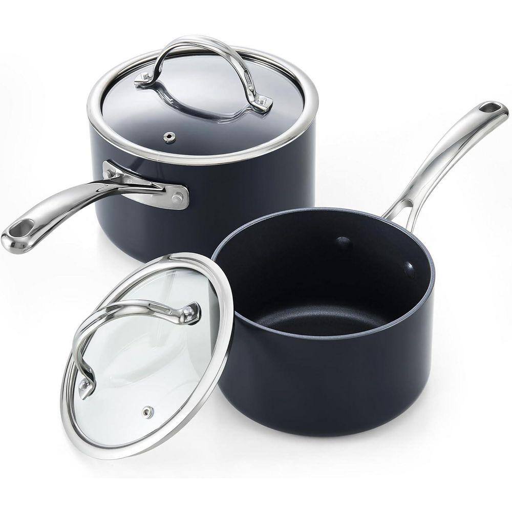Cooks Standard 2 qt. and 3 qt. Hard Anodized Aluminum Nonstick Sauce ...