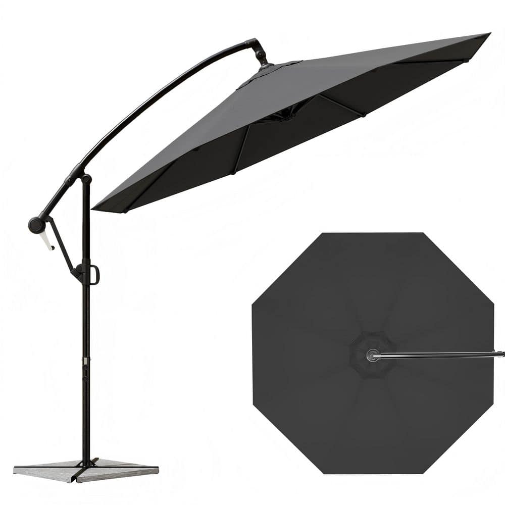 GWRGWR 9.5 ft. Tiltable Rotating Banana Umbrella 360° Rotation ...