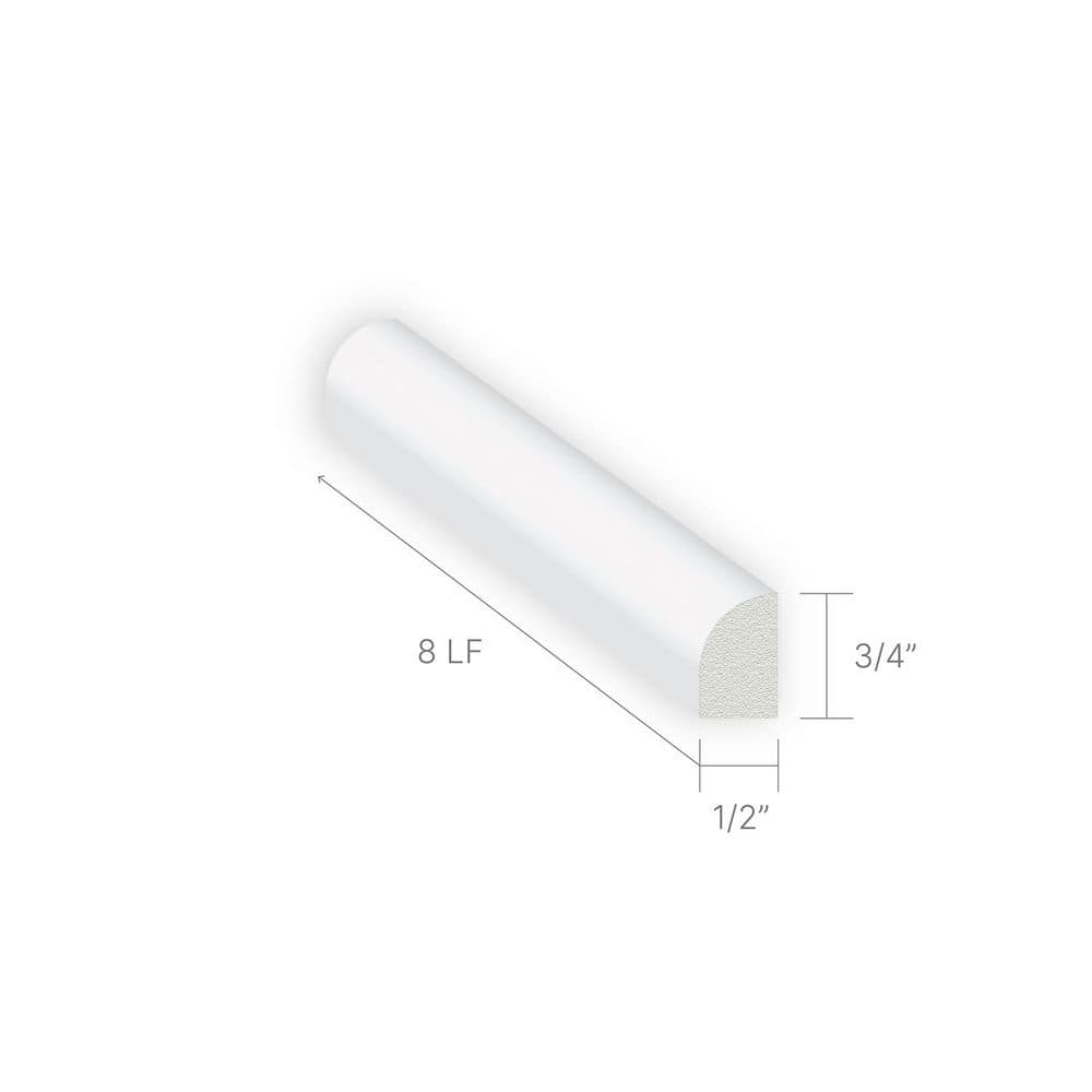 MTRIM 3/4 in. x 1/2 in. x 96 in. Shoe Base White Prepainted Waterproof ...