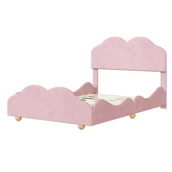 Harper & Bright Designs Light Pink Wood Frame Full Size Soft Velvet ...