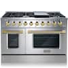 JANSKA Professional 48 in. 6.7 cu. ft. 8-Burners Double Oven Gas Range ...