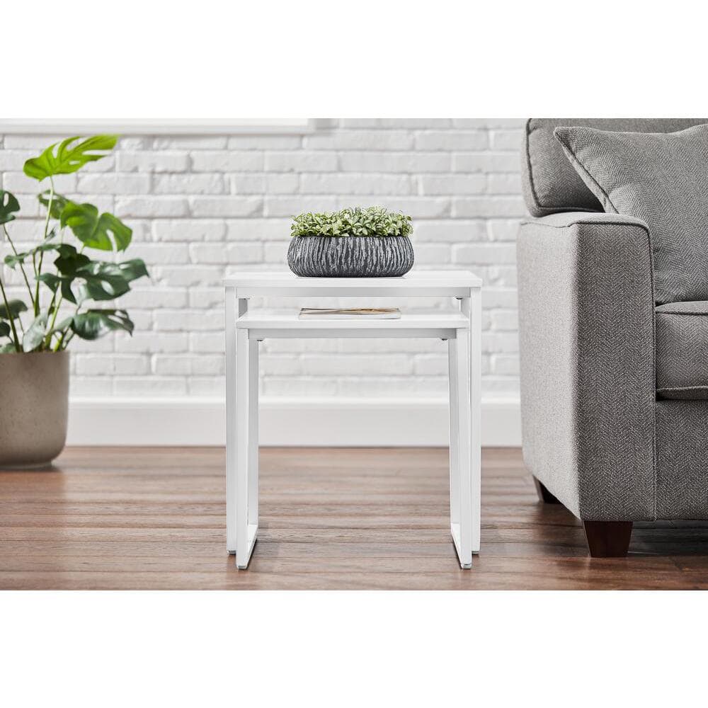 StyleWell Donnelly White Nesting Tables with White Wood Top (Set of 2 ...