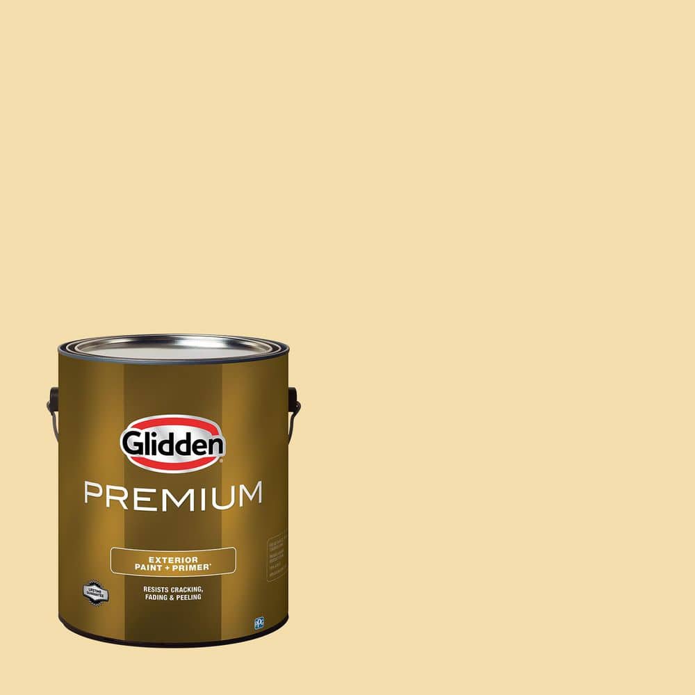 Glidden Premium 1 gal. PPG1209-3 Dusty Yellow Semi-Gloss Exterior Latex ...