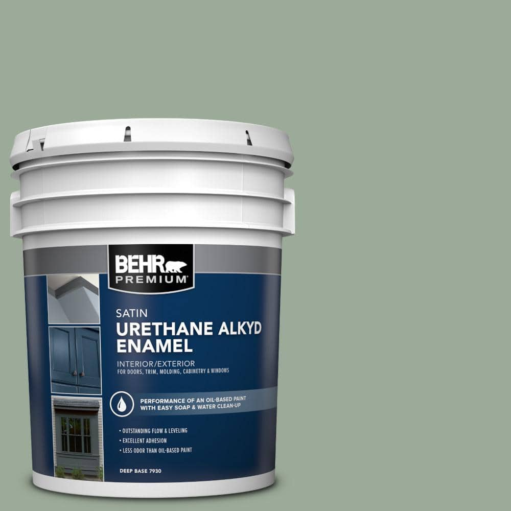 BEHR PREMIUM 5 gal. #450F-4 Scotland Road Urethane Alkyd Satin Enamel ...