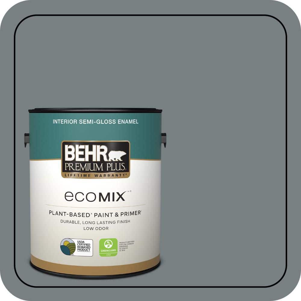 BEHR PREMIUM PLUS 1 gal. #N450-5 Intergalactic Semi-Gloss Enamel EcoMix ...