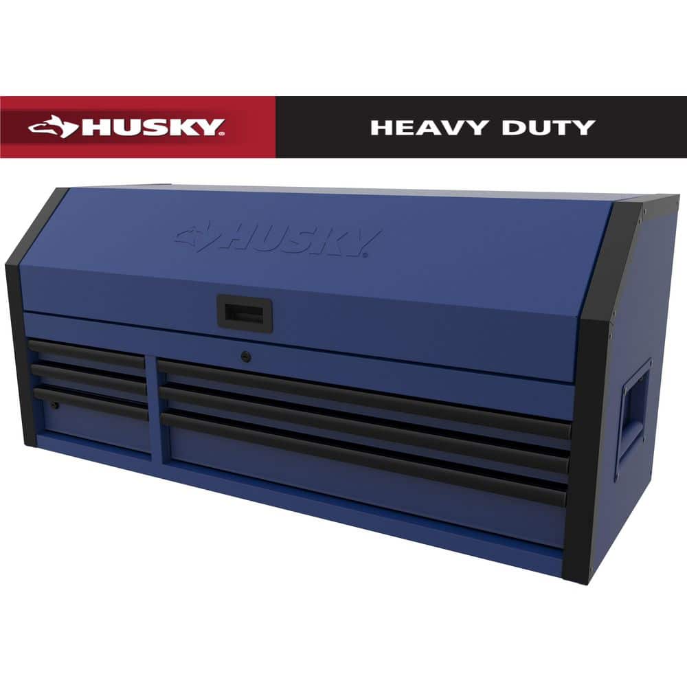 Husky Heavy-Duty 52 in. W x 20 in. D 6-Drawer Matte Blue Steel Top Tool ...