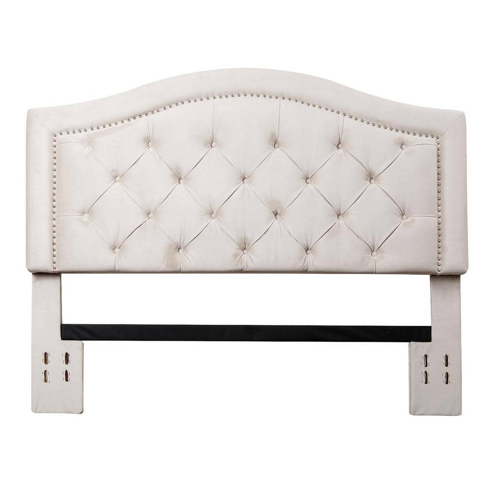 DEVON & CLAIRE Hardy Tufted Ivory Velvet Headboard, King/Cal-King BR-HB ...