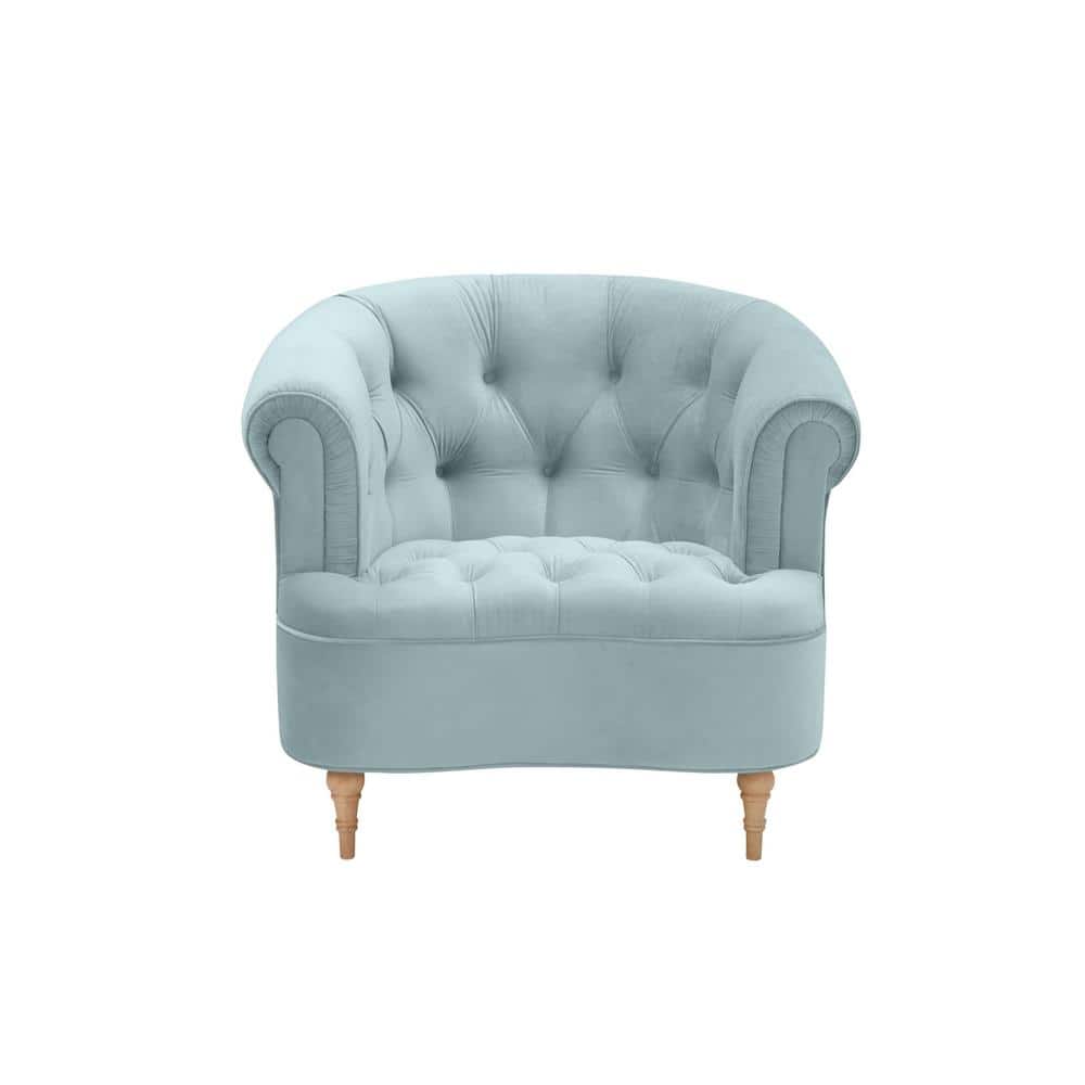 Rustic Manor Ismail Light Blue Accent Chair Upholstered Button Tufted ...