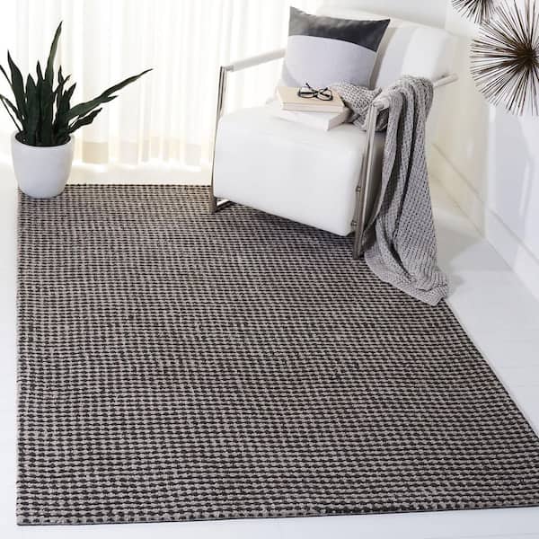 SAFAVIEH Soho 9 ft. x 12 ft. Charcoal Solid Crosstitch Area Rug SOH478H-9 - The Home Depot