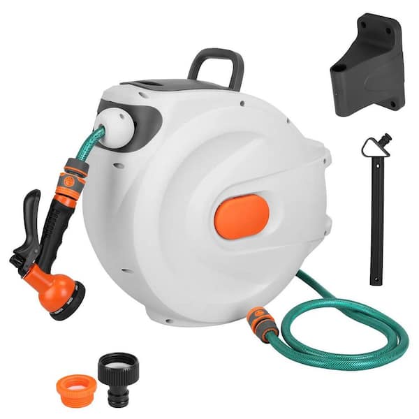 GARDENA 50 ft. Auto Retractable Hose Reel on Metal Spike 18604-80 - The ...