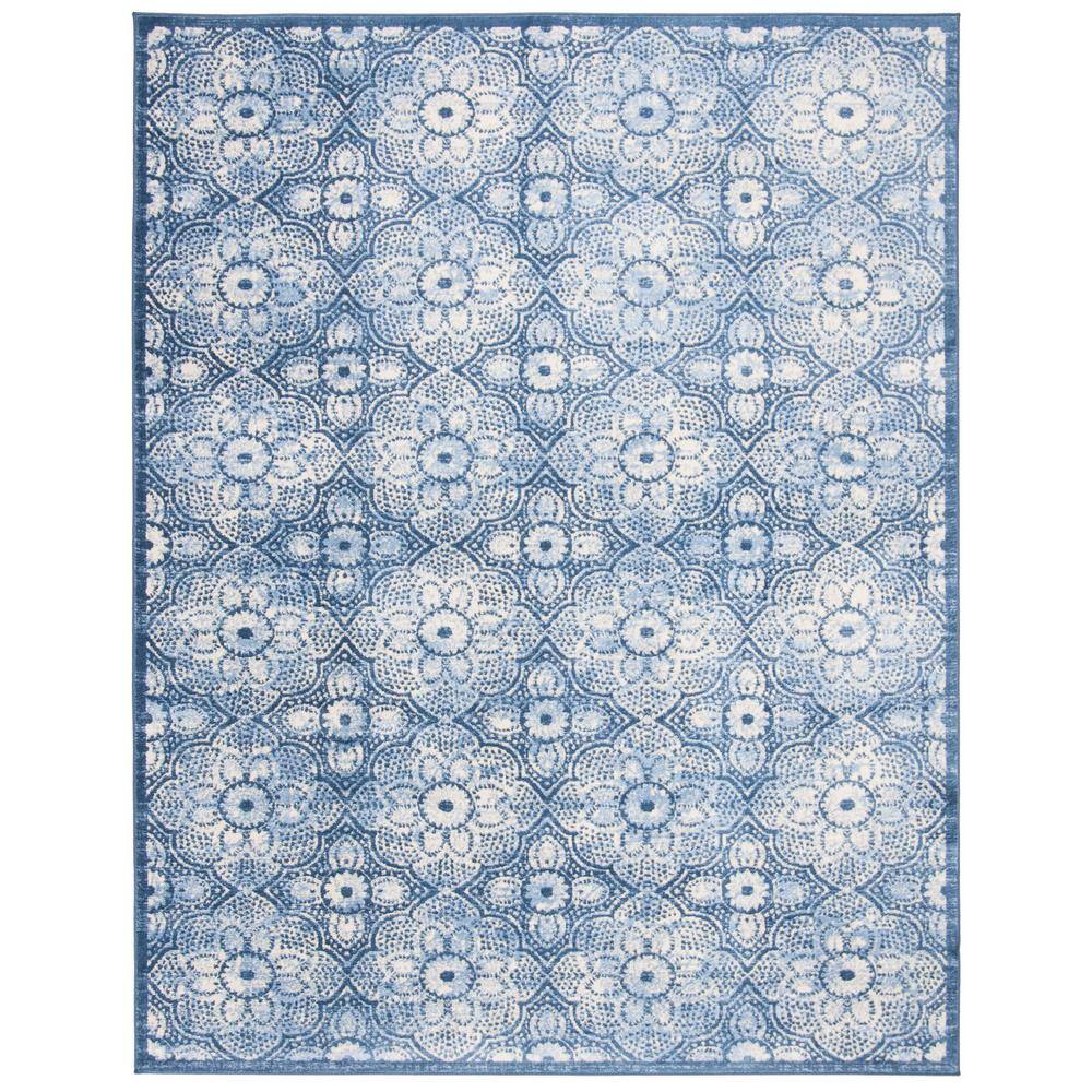 SAFAVIEH Brentwood Navy/Cream 8 ft. x 10 ft. Floral Area Rug BNT862N-8 ...
