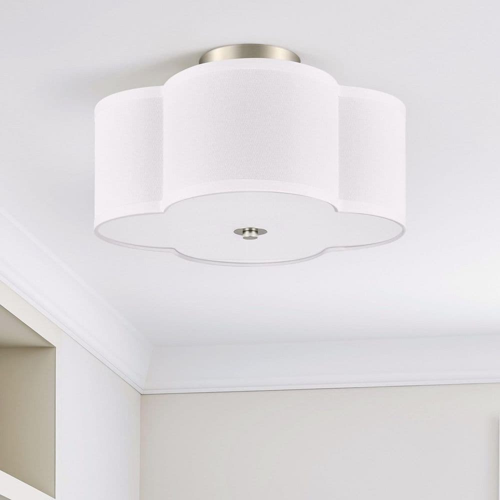 Merra 13 in. 4-Light Nickel Semi Flush Mount Ceiling Light Fixture with ...