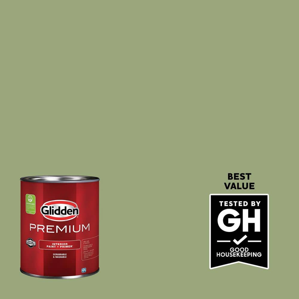 Glidden Premium 1 qt. PPG1121-5 Guacamole Satin Interior Latex Paint ...