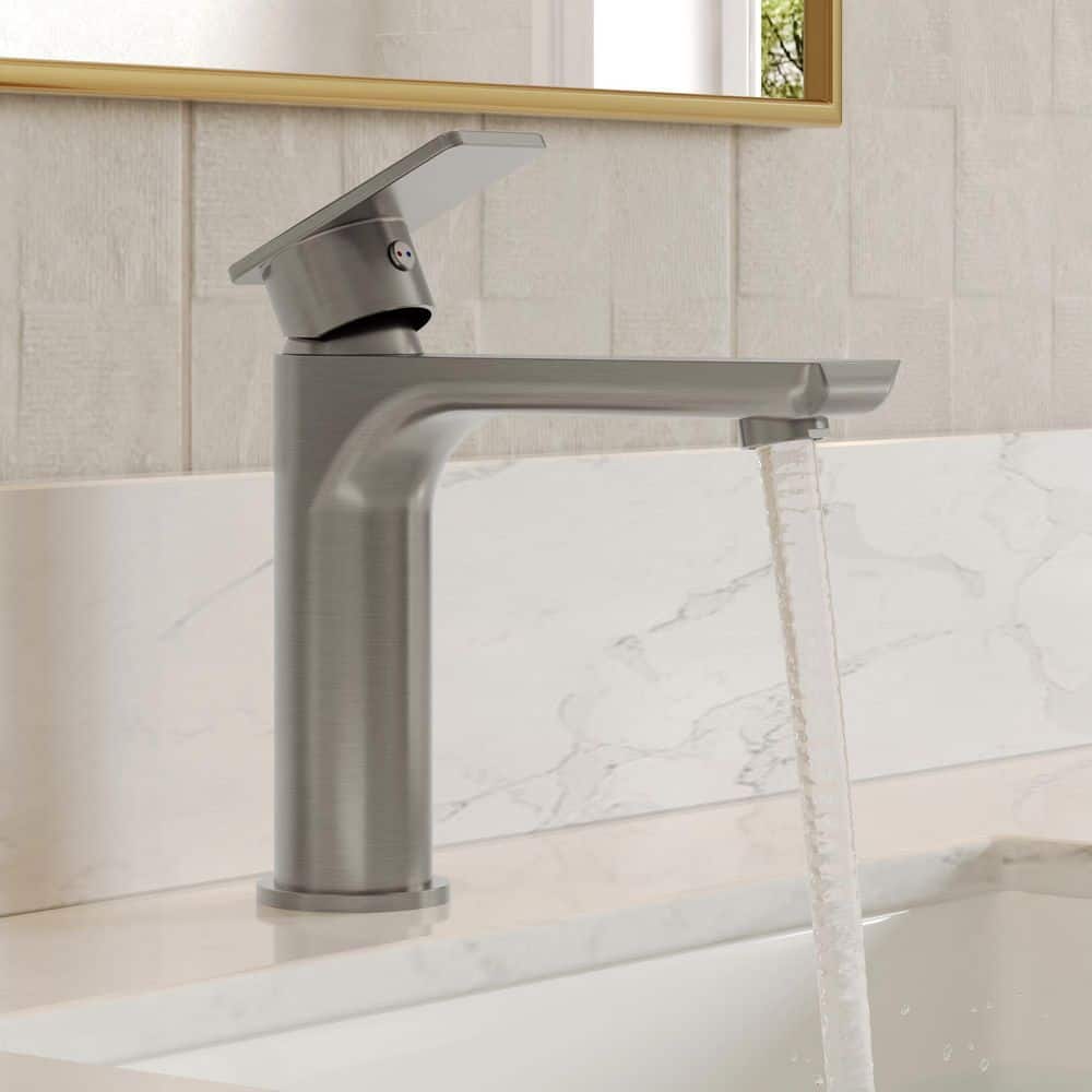 GRANDJOY 5 in. Faucet Height 1-Handle Single Hole Bathroom Faucet with ...