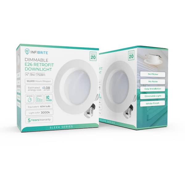 InfiBrite 4 in. 3000K Integrated LED Warm White Retrofit Recessed Trim ...