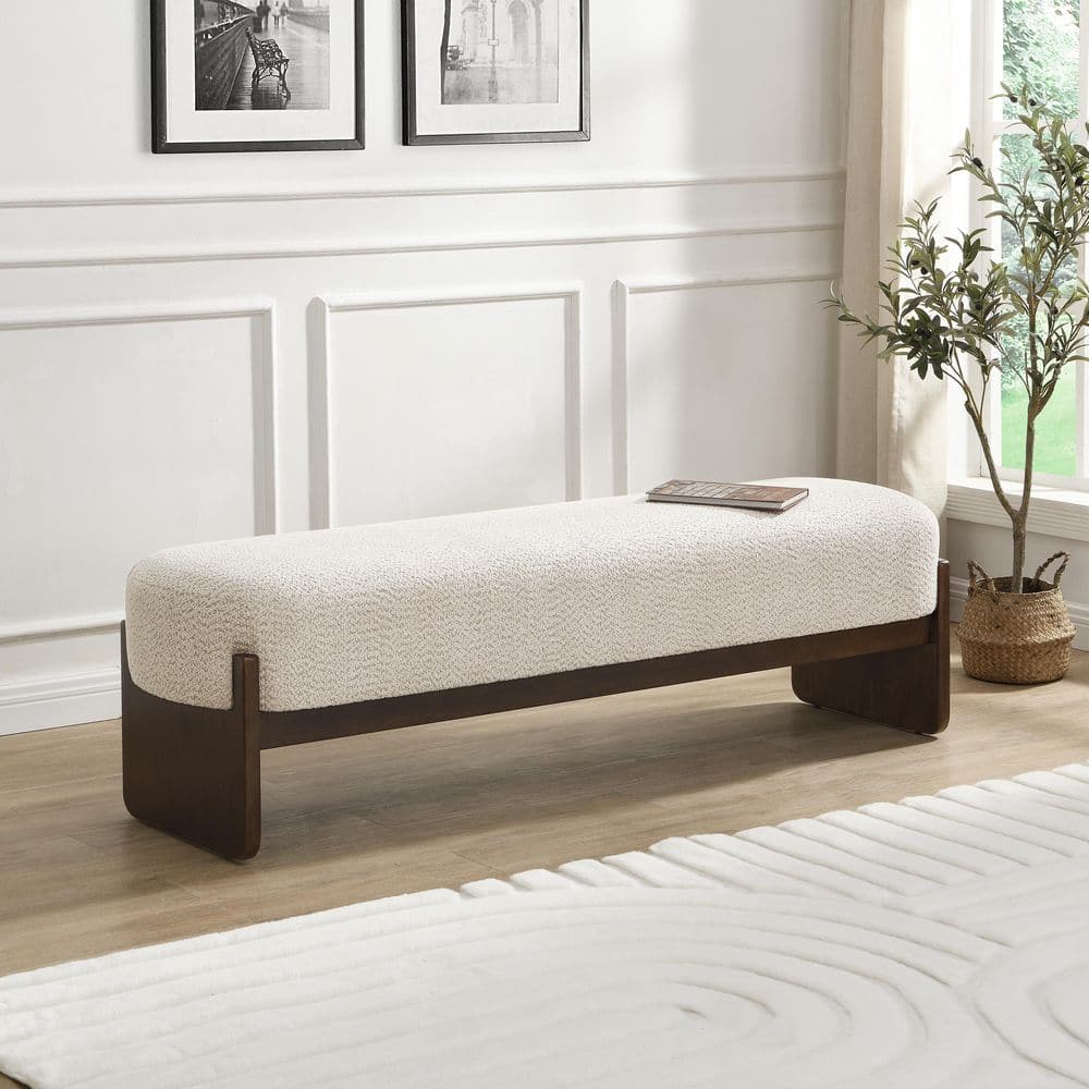 Harper & Bright Designs 64 in. W Beige Loop Yarn Fabric Rectangle ...