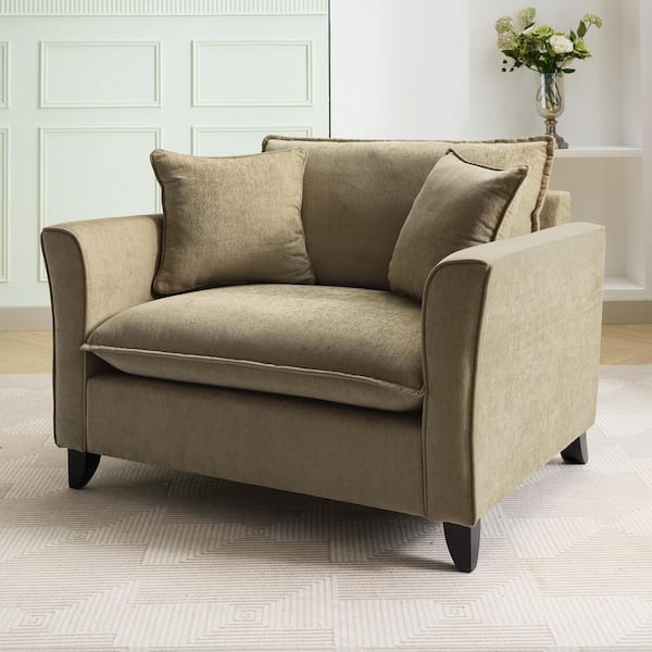 Noble House Small Green 46.9 in. Chenille Upholstered Arm Chair with ...