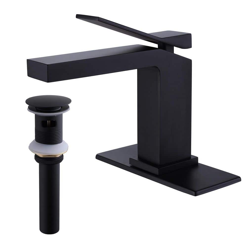 FLG Single Handle Single Hole Bathroom Faucet with Pop-up Drain and ...