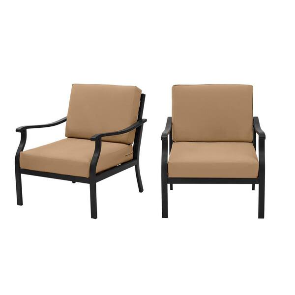 Hampton Bay Riley Black Steel Outdoor Patio Lounge Chair with Standard ...