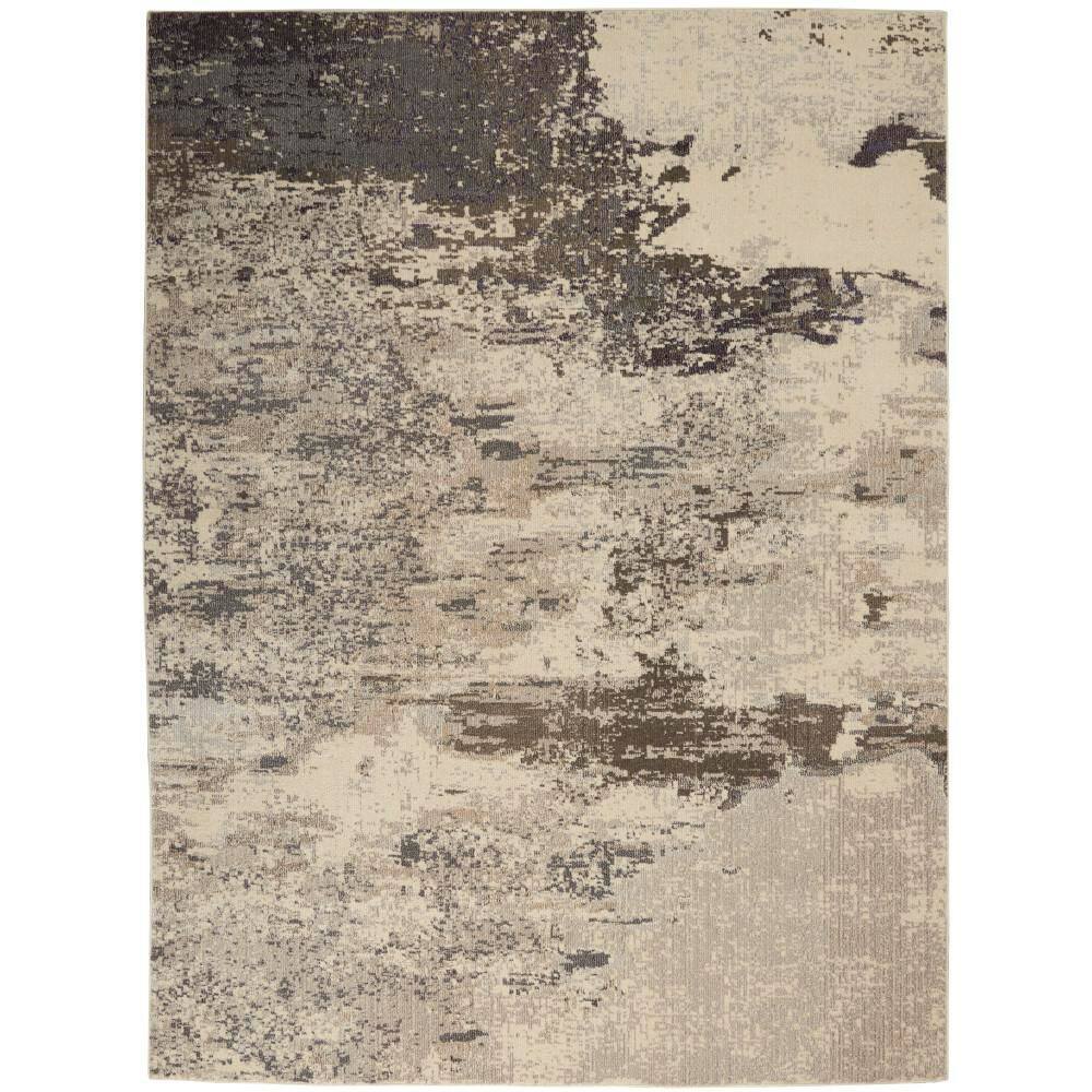 Nourison Celestial Ivory/Grey 9 ft. x 12 ft. Abstract Modern Area Rug ...
