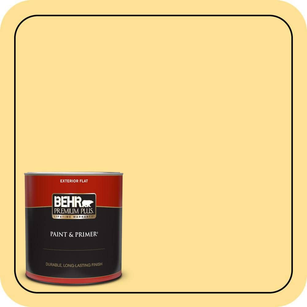 BEHR PREMIUM PLUS 1 qt. #330B-4 Cheerful Hue Flat Exterior Paint ...