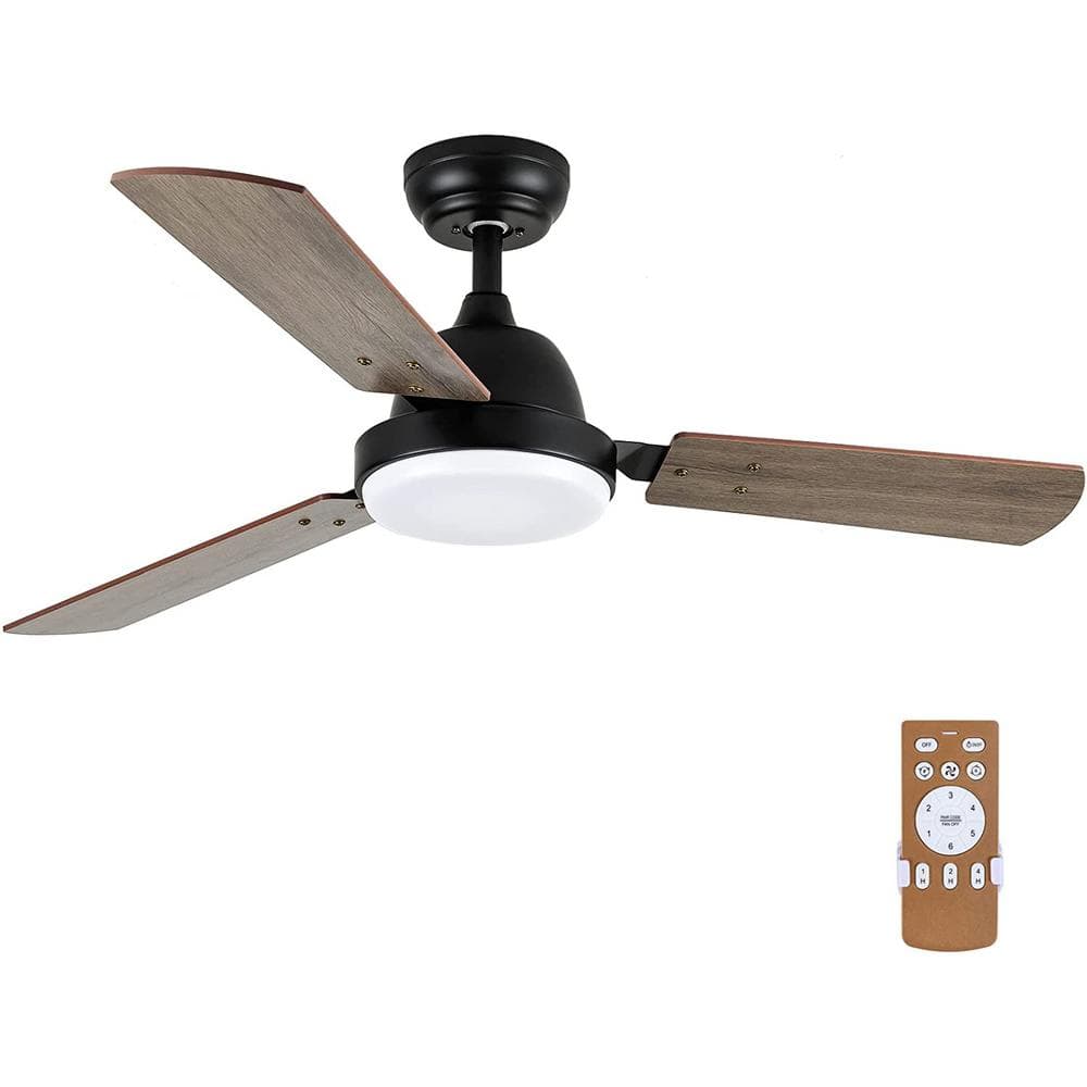 Nivencai 44 in. Indoor Black Ceiling Fan with LED Light and Remote ...
