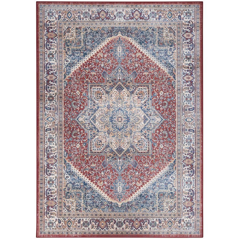 Nourison Vintage Home Red Blue 5 ft. x 7 ft. Center medallion ...