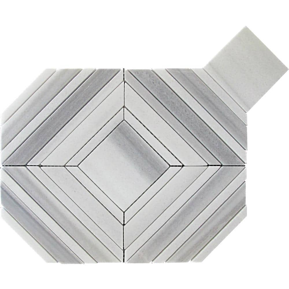 Apollo Tile Zebra Cloud Gray 9 in. x 11.3 in. Polished Equator Marble ...