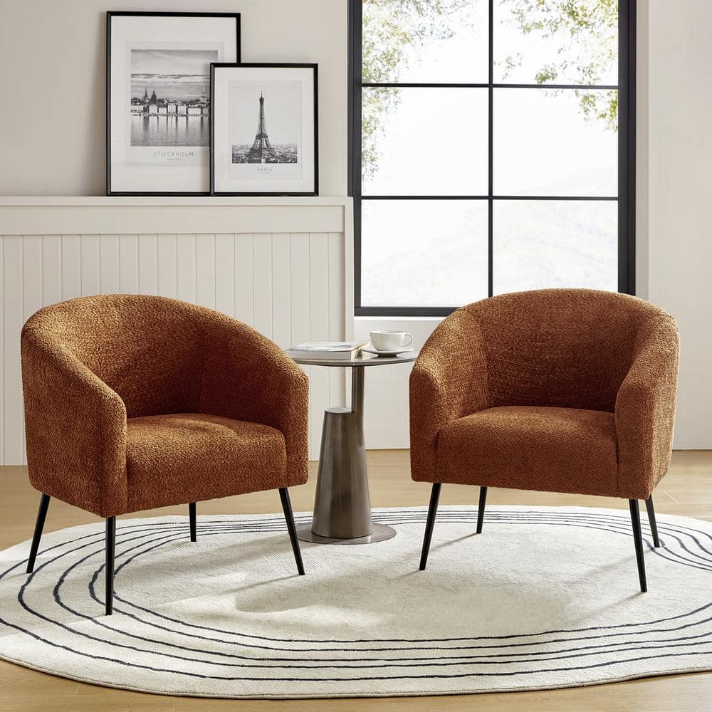 Reviews for JAYDEN CREATION Gideon Rust Modern Boucle Armchair with ...