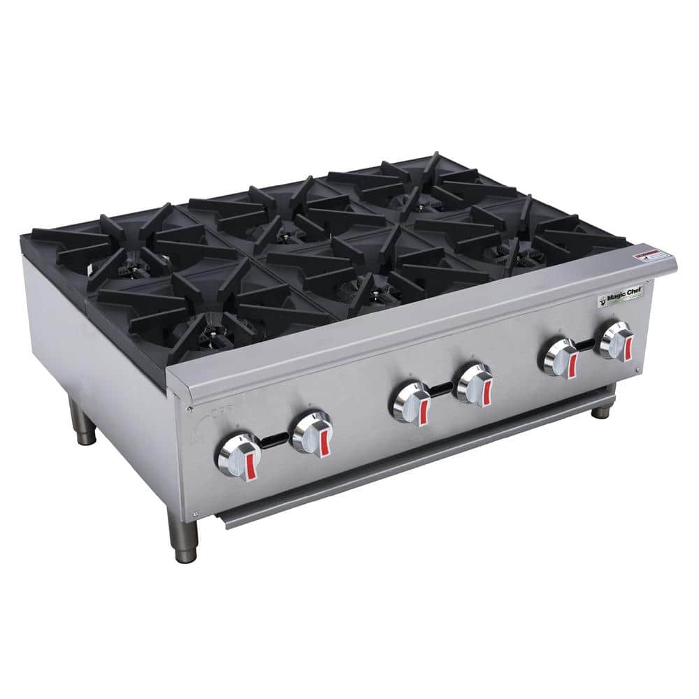 Magic Chef 36 in. Commercial 6-Burner Countertop Gas Hotplate in ...