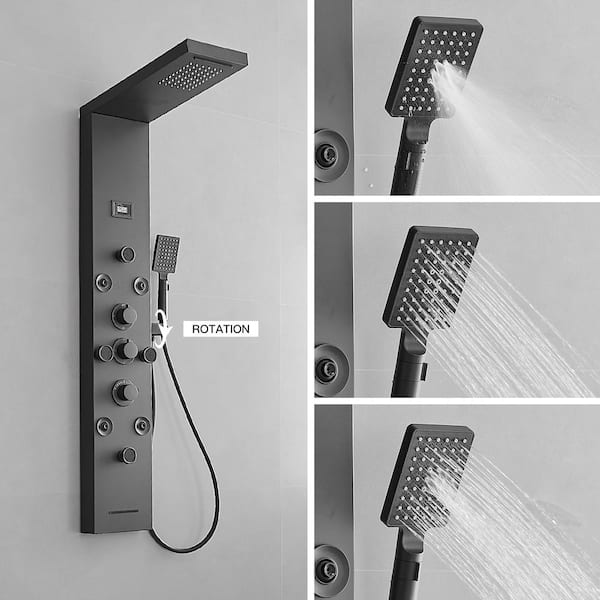 HOMEMYSTIQUE Dual 6-in-One 8-Jet Shower Panel Tower System with ...