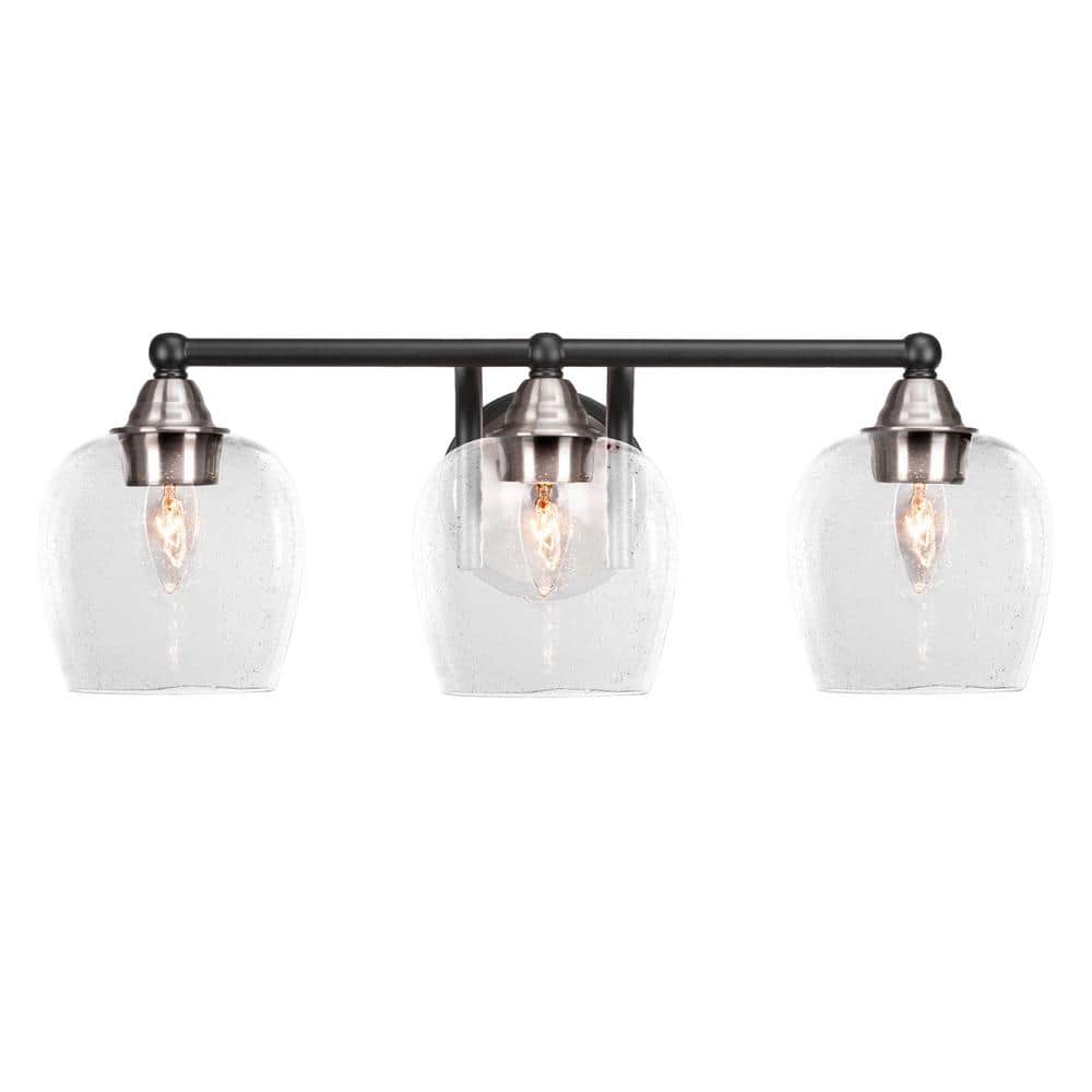 Madison 7.75 in. 3-Light Bath Bar, Matte Black and Brushed Nickel ...